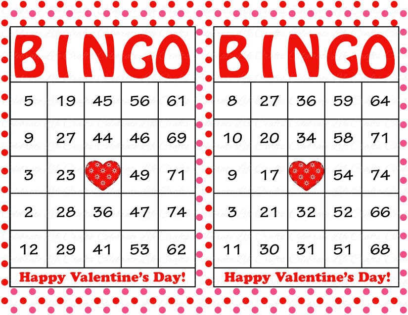 100 Valentines Bingo Cards Printable Valentine Bingo Cards Etsy