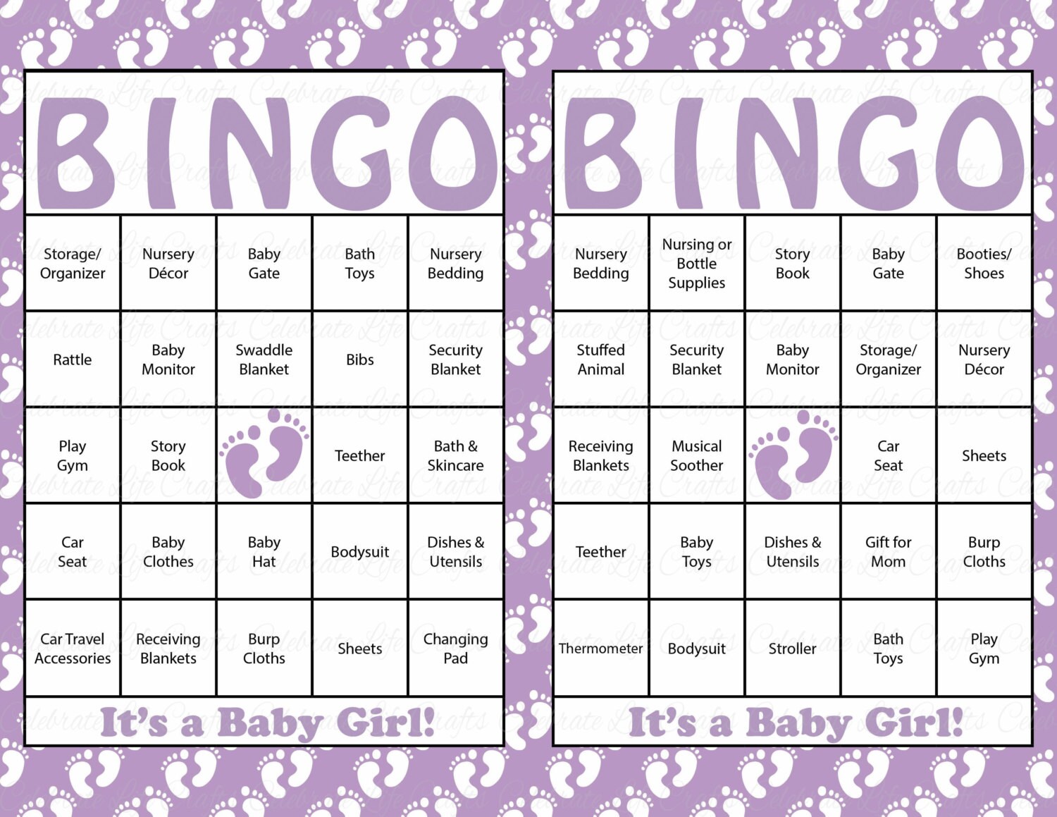 60 Baby Feet Baby Shower Bingo Cards 60 Prefilled Bingo | Etsy