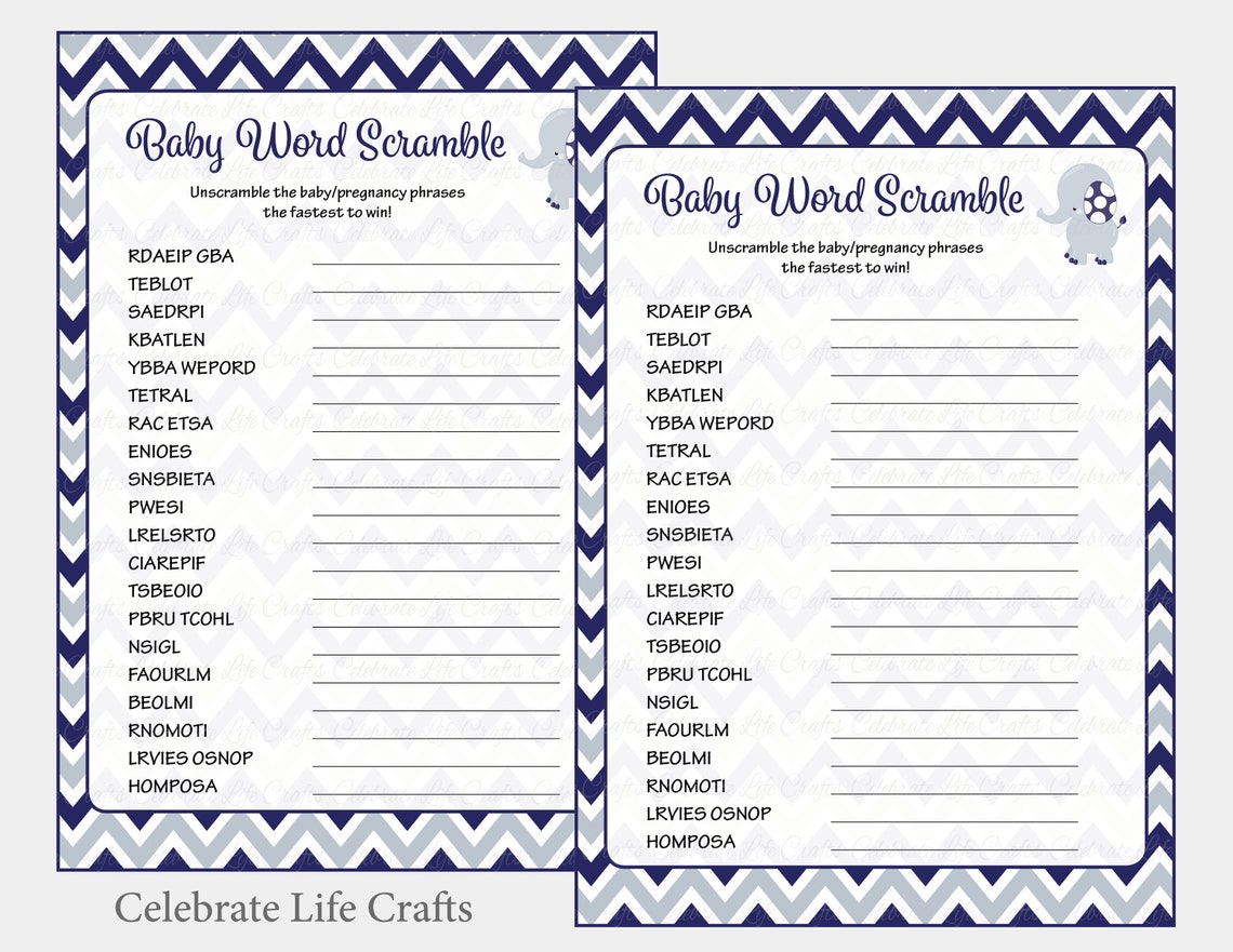 Baby Shower Word Scramble Game Printable Baby Shower Games | Etsy