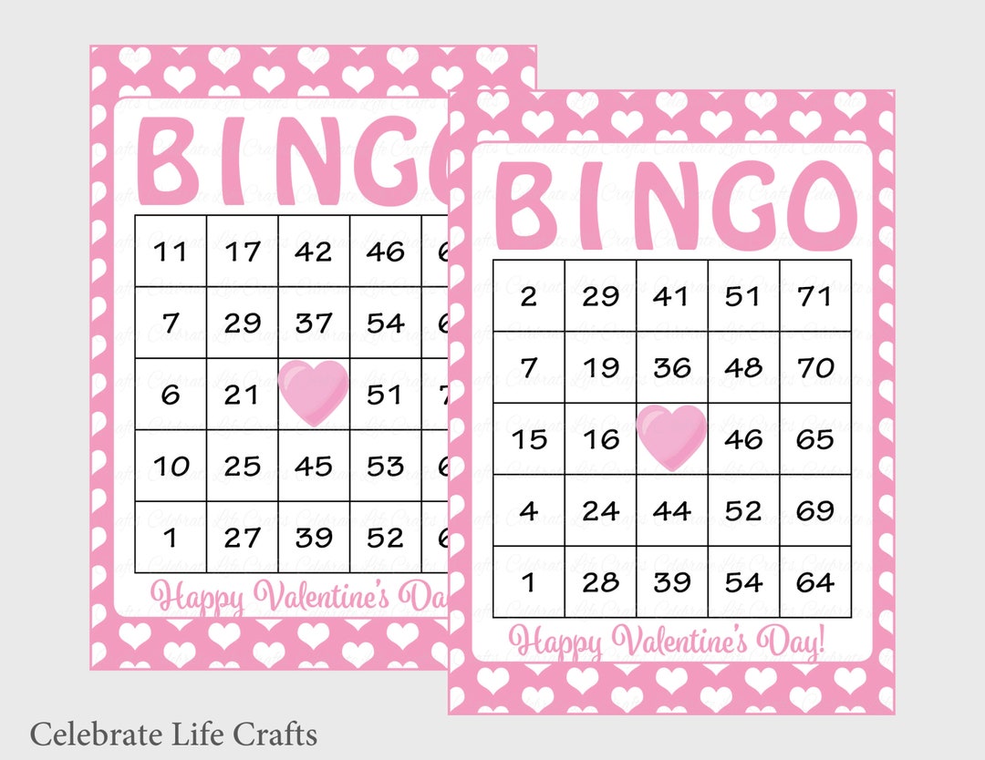 100 Valentines Bingo Cards - Printable Valentine Bingo Cards - Instant ...