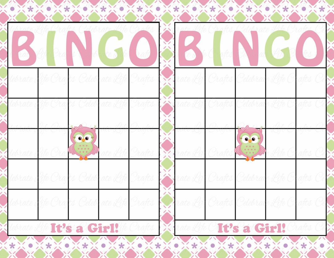 Blank Baby Shower Bingo Cards - Printable Party Baby Girl - Instant ...
