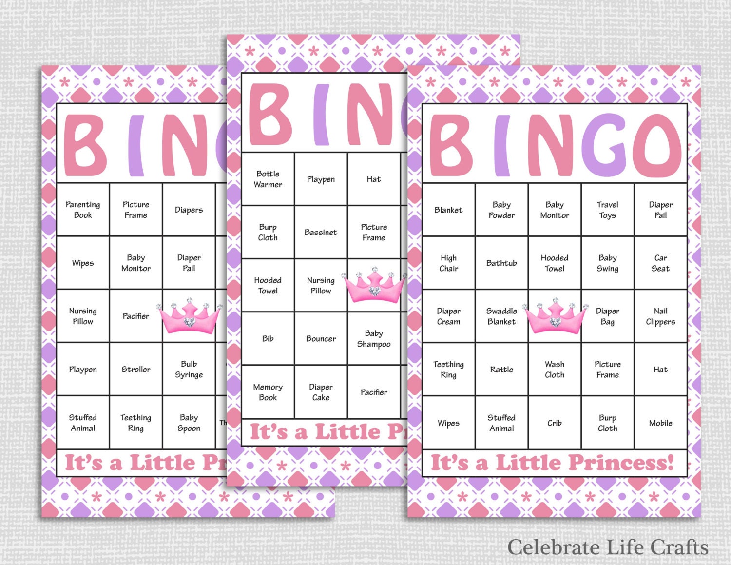 100 Princess Baby Shower Bingo Cards Printable Party Baby | Etsy