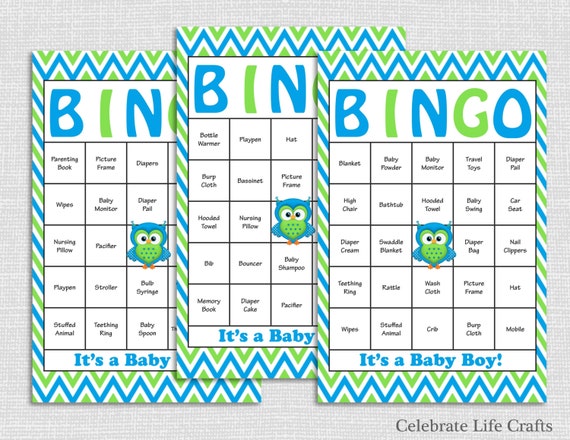 Owl Baby Shower Bingo Board