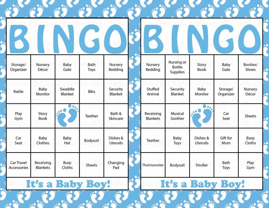 60 Baby Feet Baby Shower Bingo Cards 60 Prefilled Bingo | Etsy
