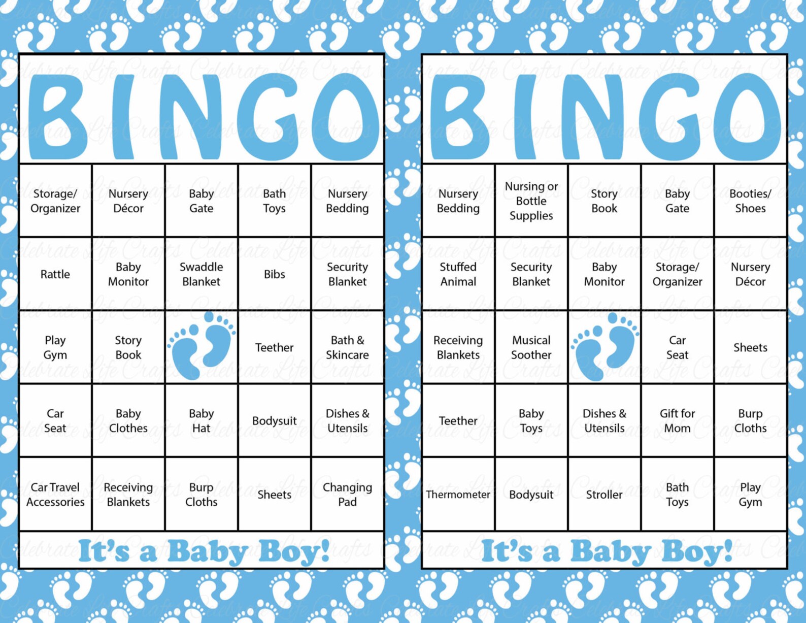 60 Baby Feet Baby Shower Bingo Cards 60 Prefilled Bingo | Etsy