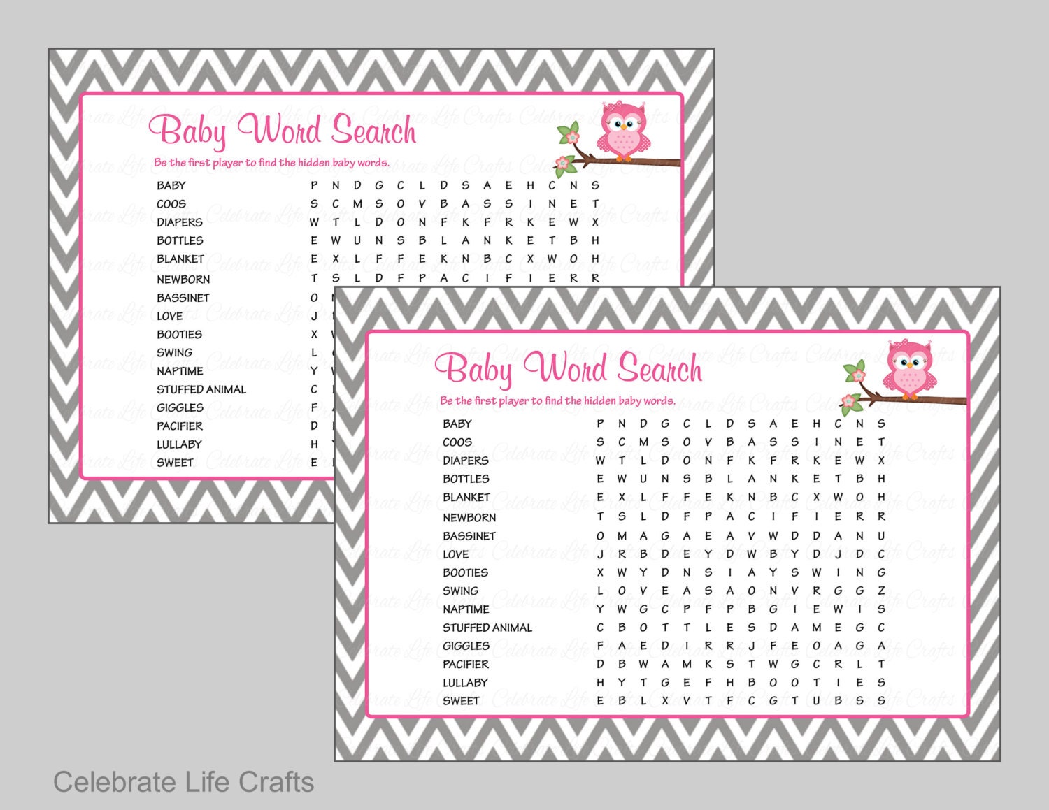 Baby Zoek Baby douche rebus met antwoord sleutel Afdrukbare Baby Games ...