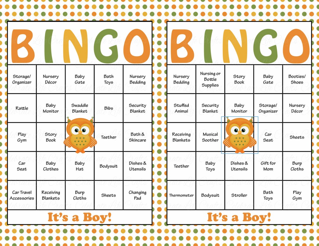 30 Fall Owl Baby Shower Bingo Cards Prefilled Bingo Cards Boy Baby ...