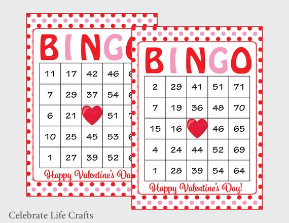 100 Valentines Bingo Cards - Printable Valentine Bingo Cards - Instant ...
