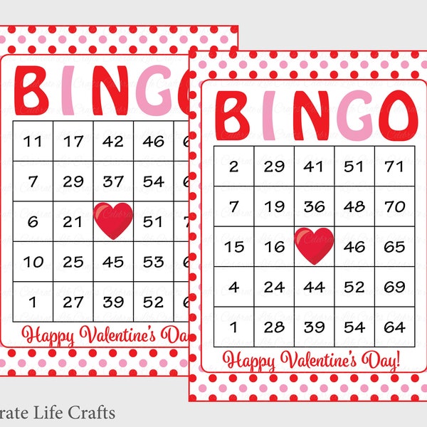 Valentine Bingo Cards - Etsy