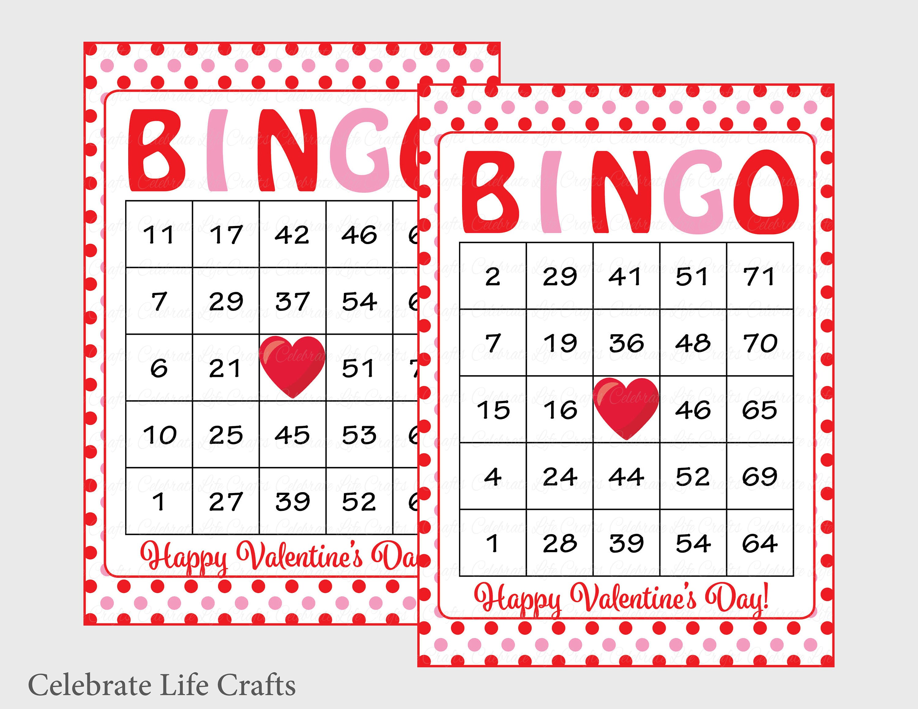 100 Valentines Bingo Cards - Printable Valentine Bingo Cards - Instant ...