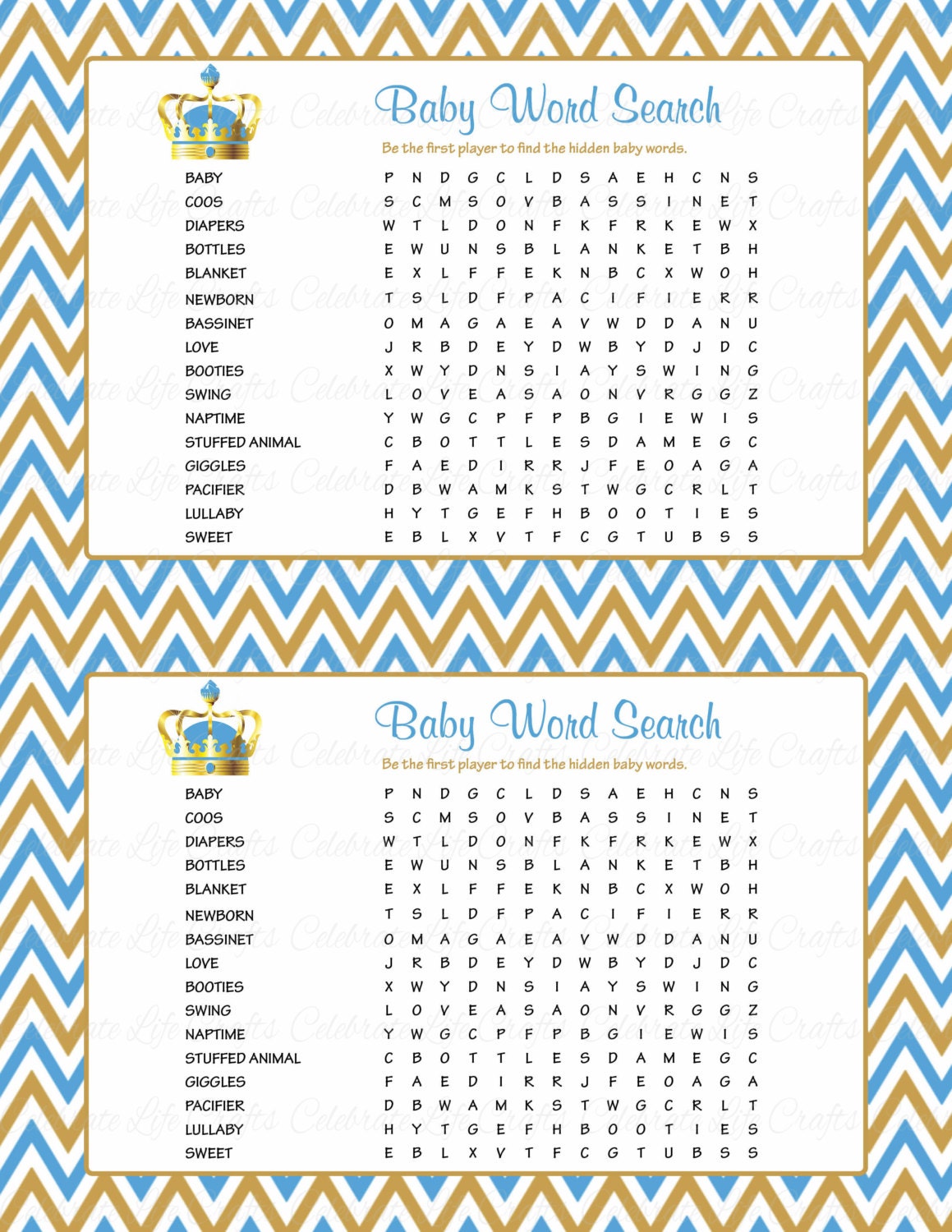Baby Word Search Baby Shower Game Printable Baby Games - Etsy