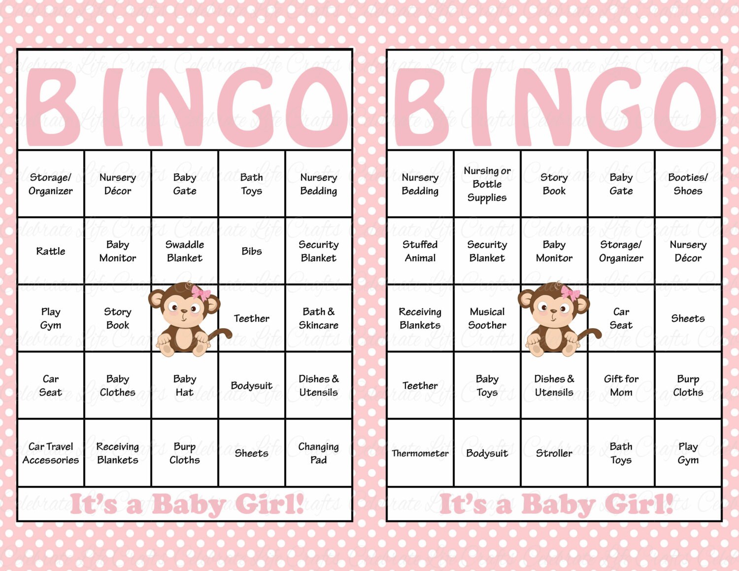 60 Monkey Baby Shower Bingo Cards Prefilled Bingo Card - Etsy