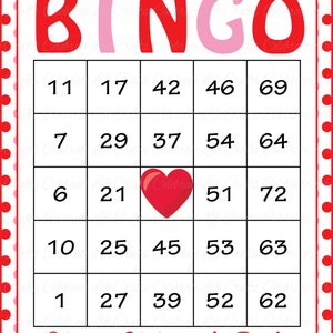 100 Valentines Bingo Cards - Printable Valentine Bingo Cards - Instant ...