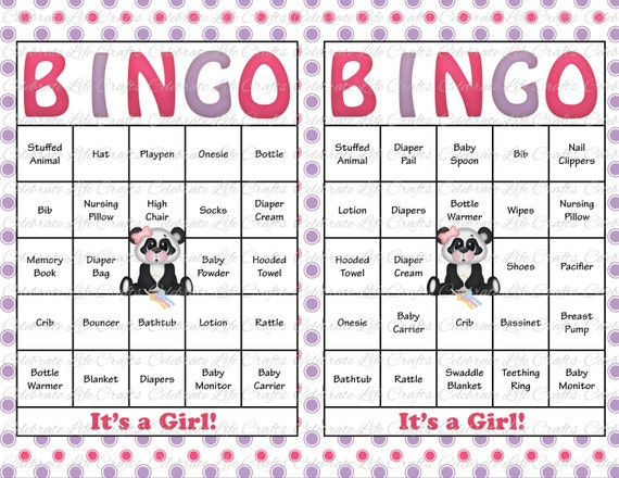 60 Baby Shower Bingo Cards - Printable Party Baby Girl - Instant ...