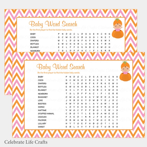 Baby Shower Word Search With Answer Key 16 Baby Shower Games WORD