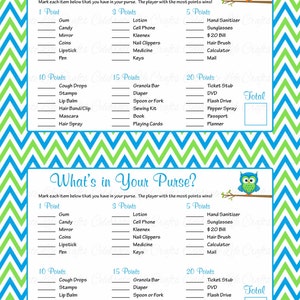 Baby Shower What's in Your Purse Game Printable Baby Shower Games Baby ...