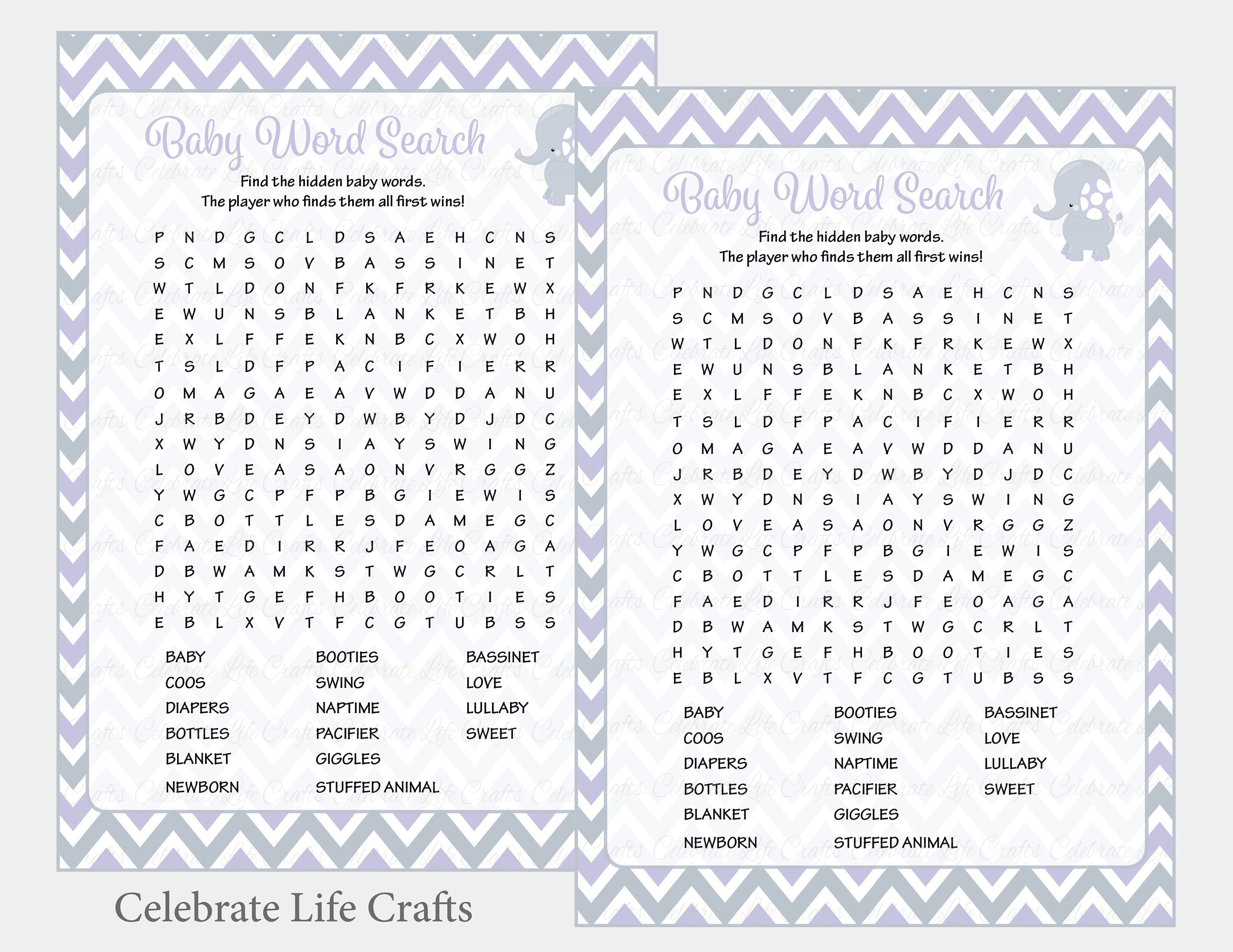 Baby Shower Game Baby Word Search Game Printable Baby Shower Games ...
