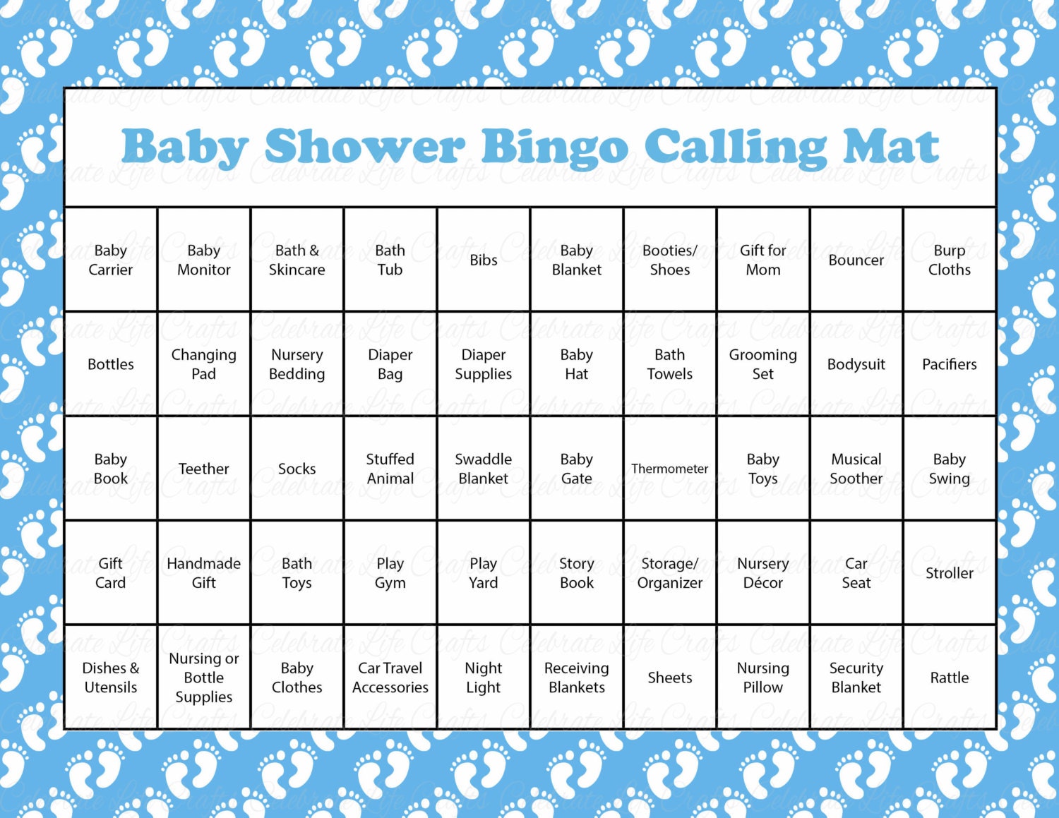 100 Baby Feet Baby Shower Bingo Cards 100 Prefilled Bingo Card Boy Baby ...