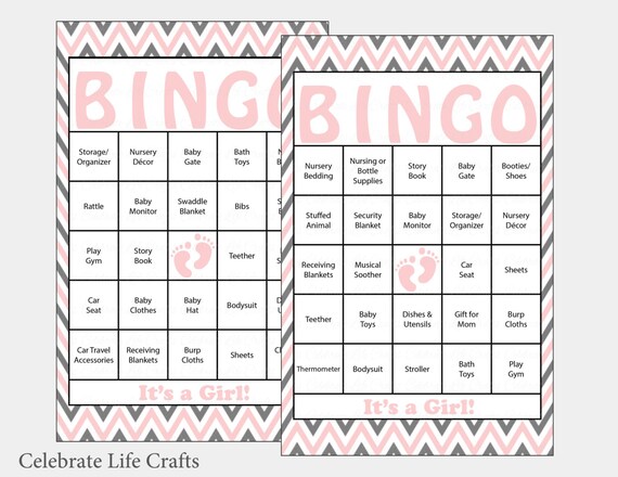 60 Baby Feet Baby Shower Bingo Cards - 60 Prefilled Bingo Cards - Girl ...