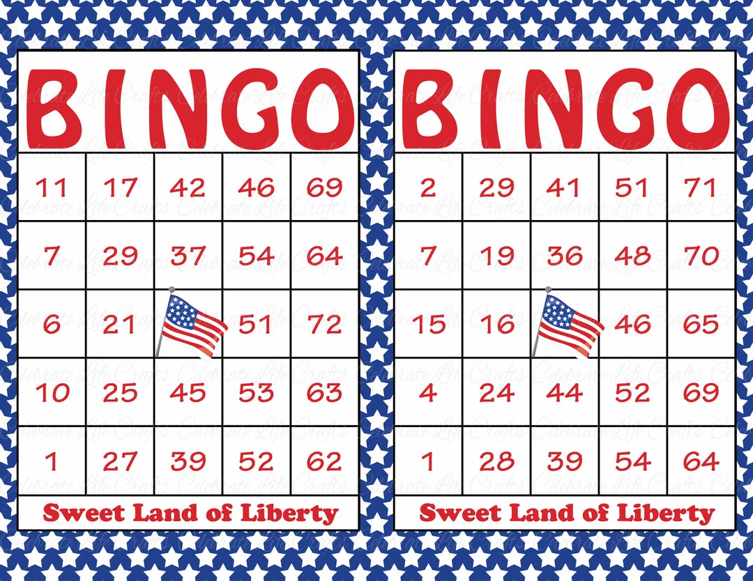 100 Printable Patriotic Bingo Cards - Independence Day Party Game ...