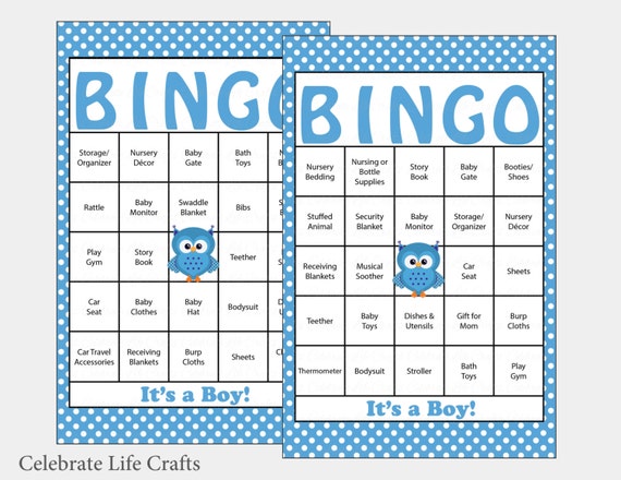 30 Owl Baby Shower Bingo Cards 30 Different Prefilled Bingo Cards 