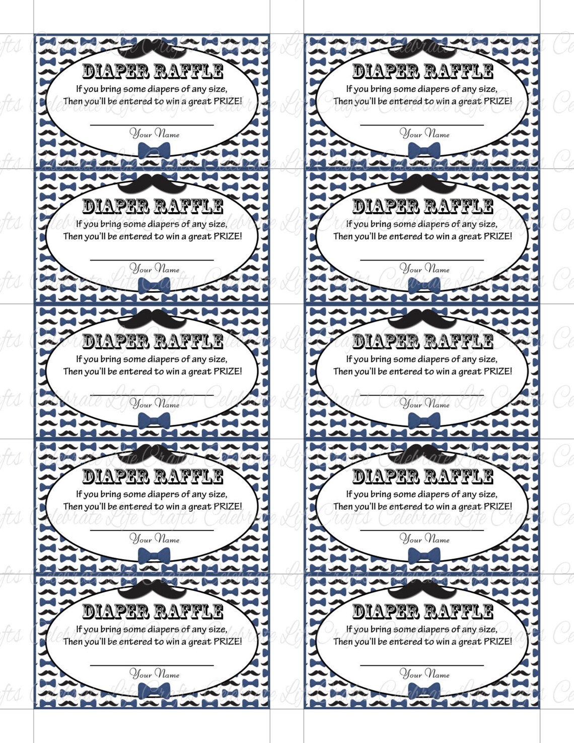 Printable Diaper Raffle Tickets Baby Shower Instant Download - Etsy
