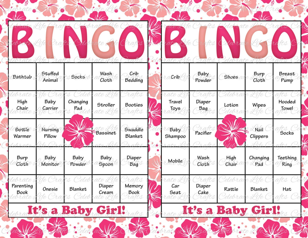 100 Baby Shower Bingo Cards Printable Party Baby Girl Instant Download ...