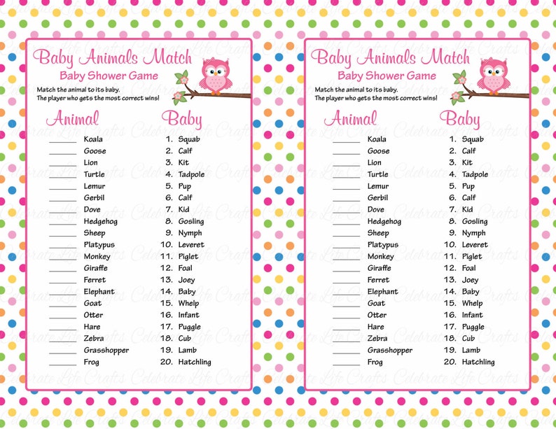 Baby Animals Match Game With Answer Key Printable Baby - Etsy Ireland