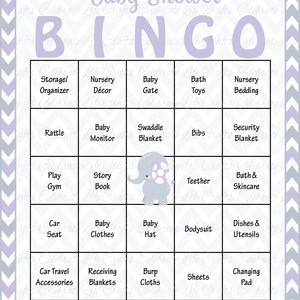 60 Elephant Baby Shower Bingo Cards 60 Printable Bingo Cards - Etsy