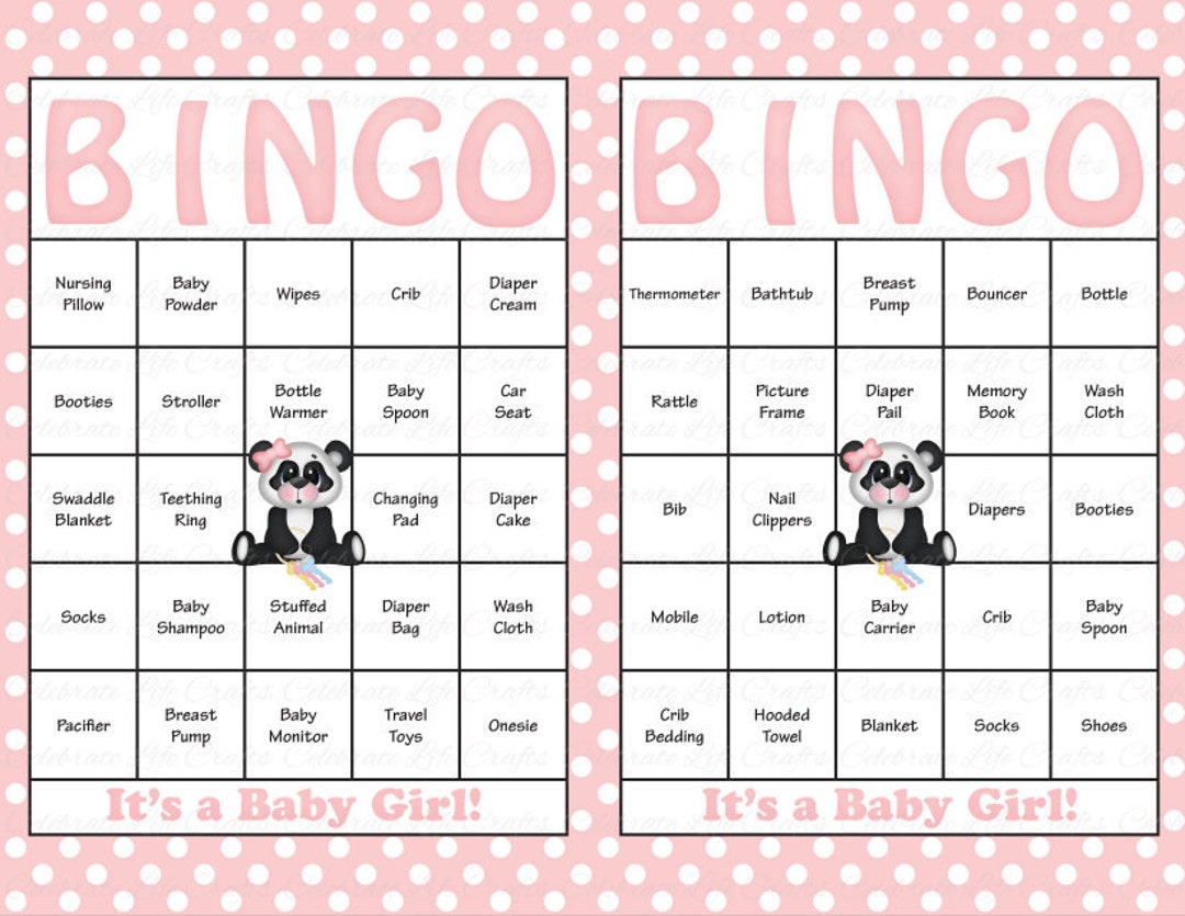 60 Baby Shower Bingo Cards - Printable Party Baby Girl - Instant ...