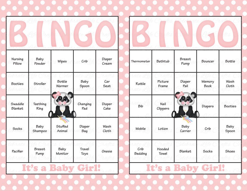 60 Baby Shower Bingo Cards Printable Party Baby Girl - Etsy