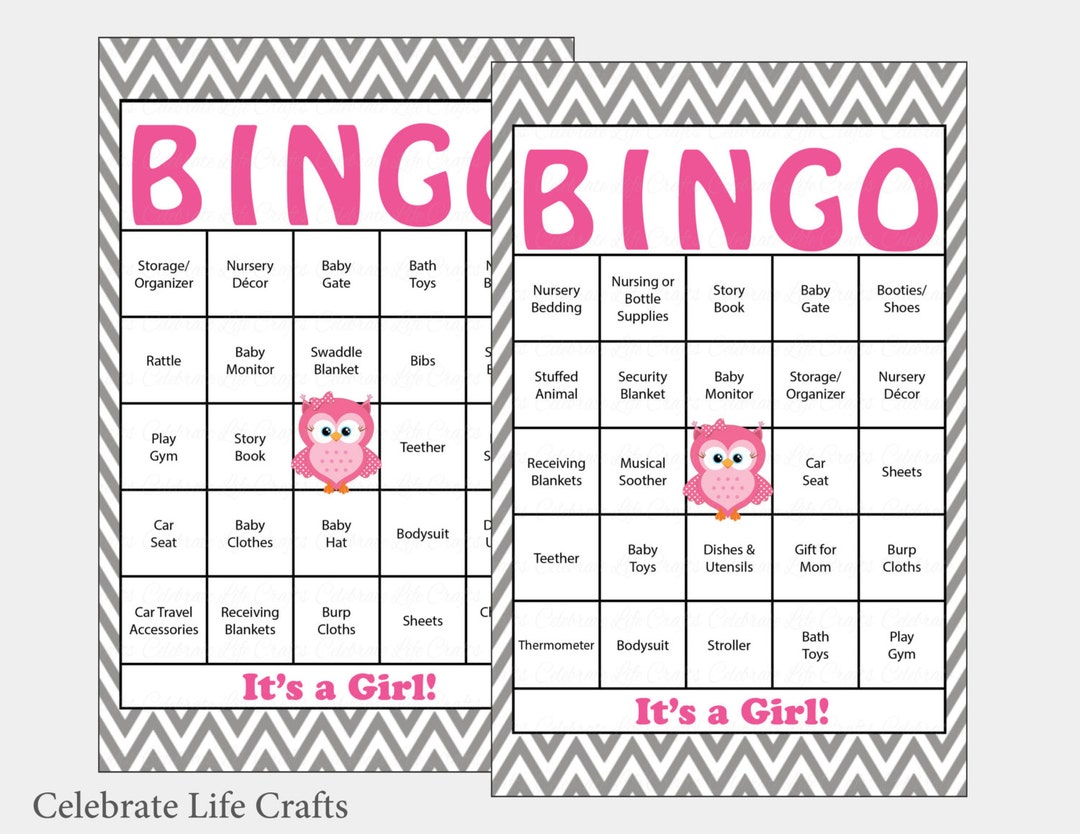 60 Owl Baby Shower Bingo Cards - 60 Prefilled Bingo Cards - Girl Baby ...