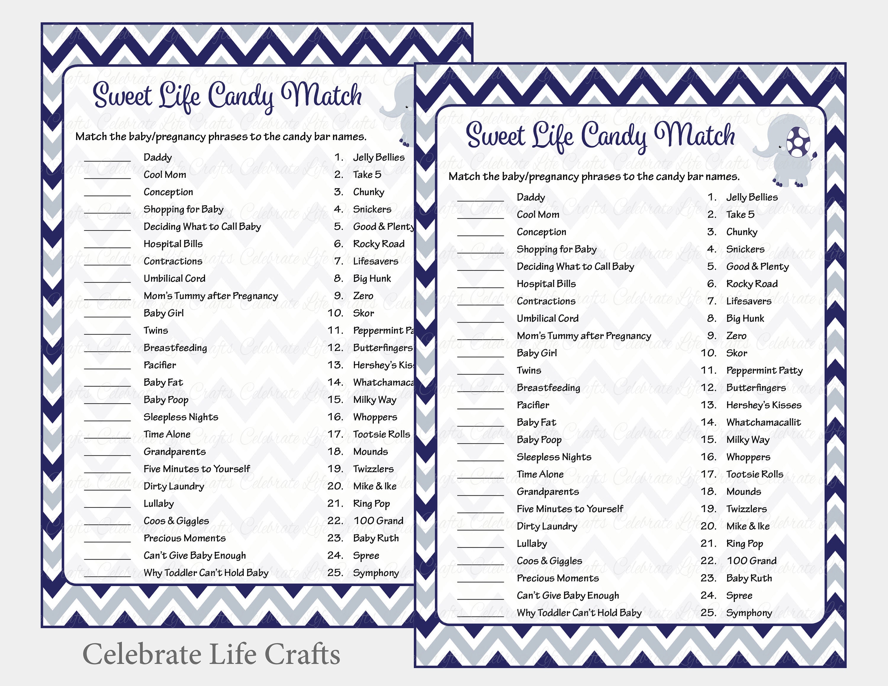Printable Baby Shower Games Candy Bars