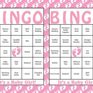 60 Baby Feet Baby Shower Bingo Cards 60 Prefilled Bingo Cards Girl Baby ...