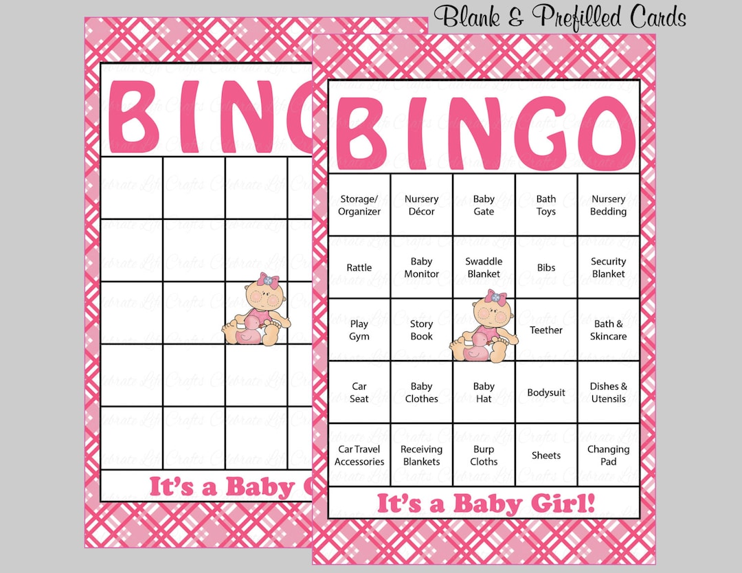 100 Baby Shower Bingo Cards 100 Prefilled Bingo Cards Girl Baby Shower ...