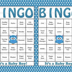 30 Baby Shower Bingo Cards Printable Party Baby Boy Instant Download ...