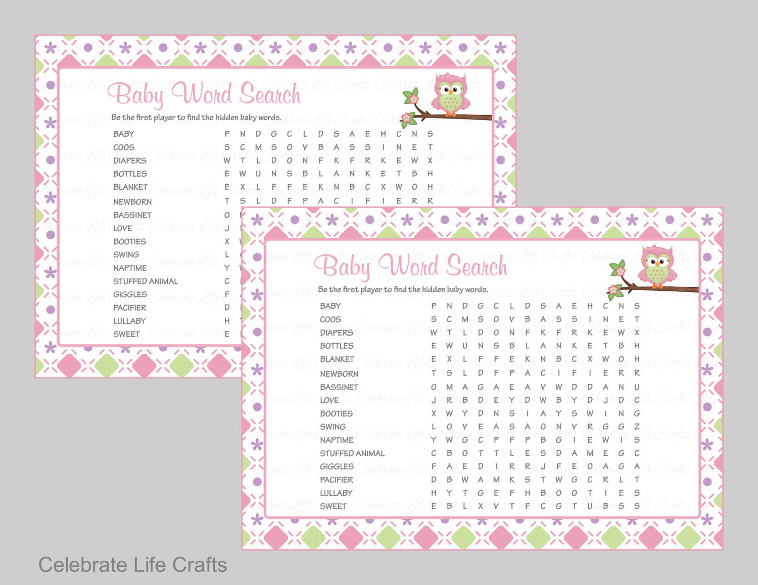 Baby Word Search Baby Shower Game With Answer Key Printable - Etsy