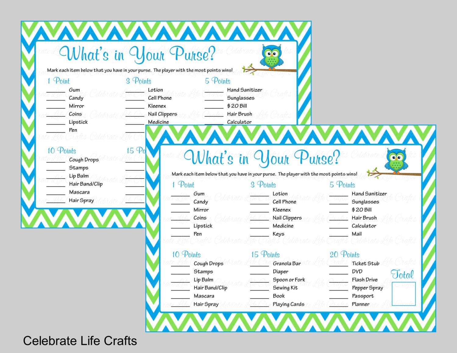 Baby Shower What's in Your Purse Game Printable Baby Shower Games Baby ...