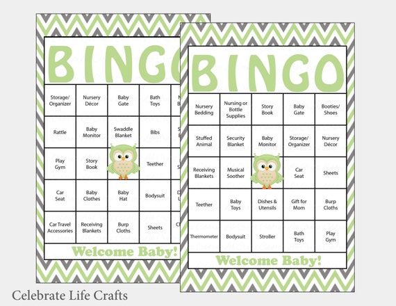 60 Owl Baby Shower Bingo Cards - 60 Prefilled Bingo Cards - Girl Boy ...