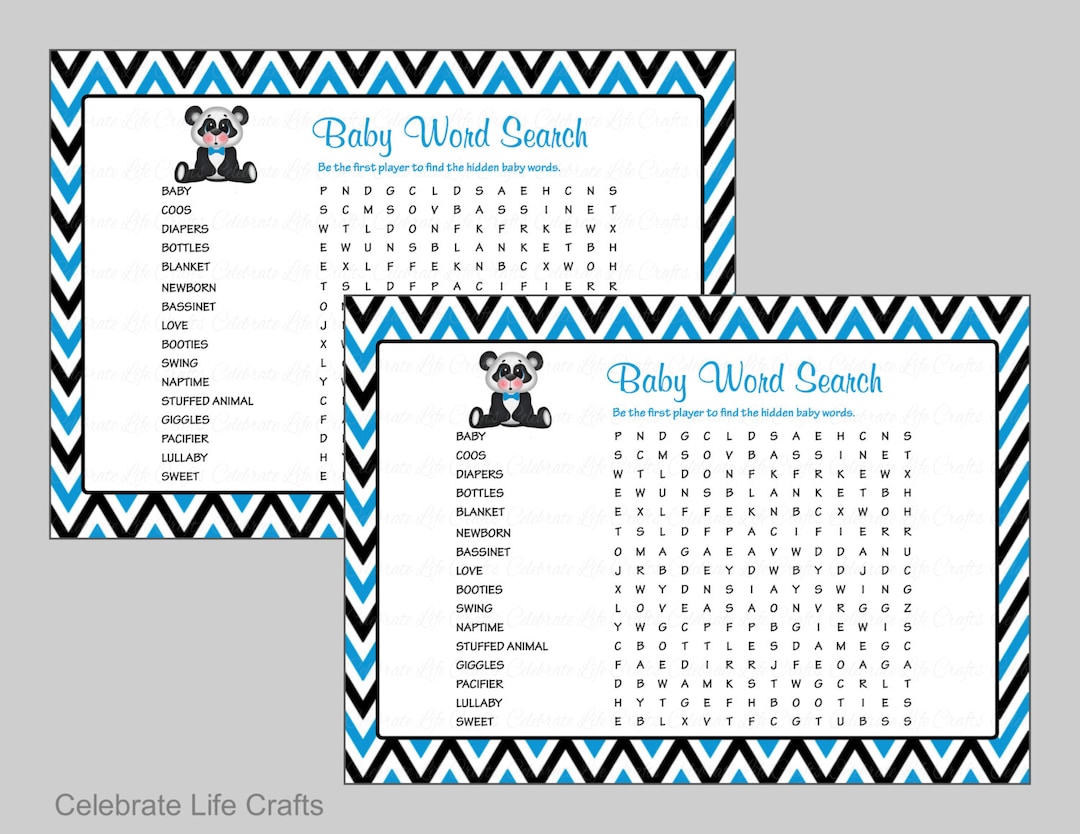 Baby Word Search Baby Shower Game Printable Baby Games Baby Boy ...