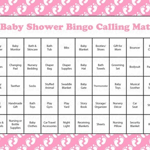 60 Baby Feet Baby Shower Bingo Cards 60 Prefilled Bingo Cards Girl Baby ...