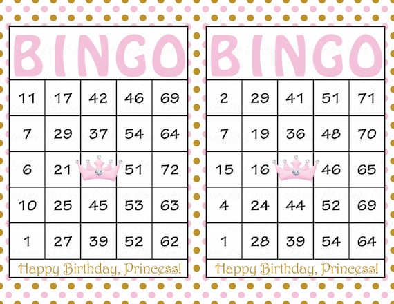 60 Birthday Printable Bingo Cards - Instant Download - Pink and Gold ...