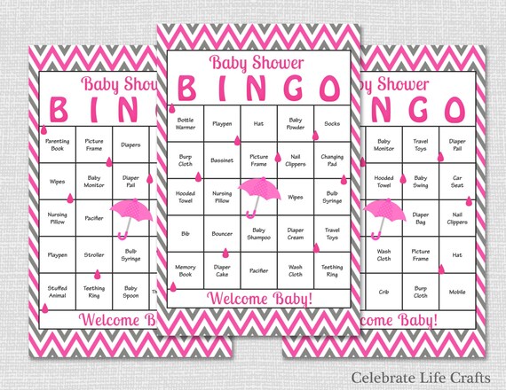 30 Pink Baby Shower Bingo Cards Download - Printable Baby Shower Games ...