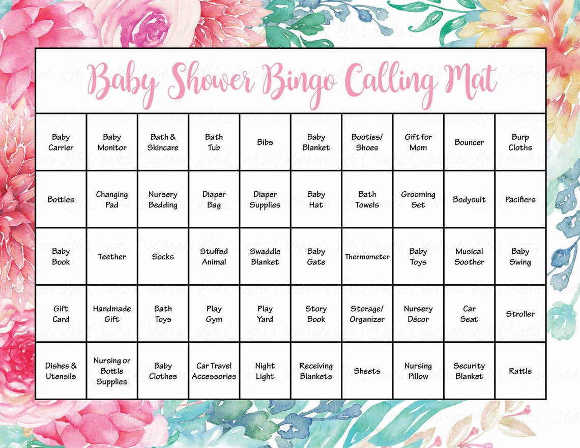 60 Baby Bingo Cards Pink Floral Baby Shower Bingo Game | Etsy