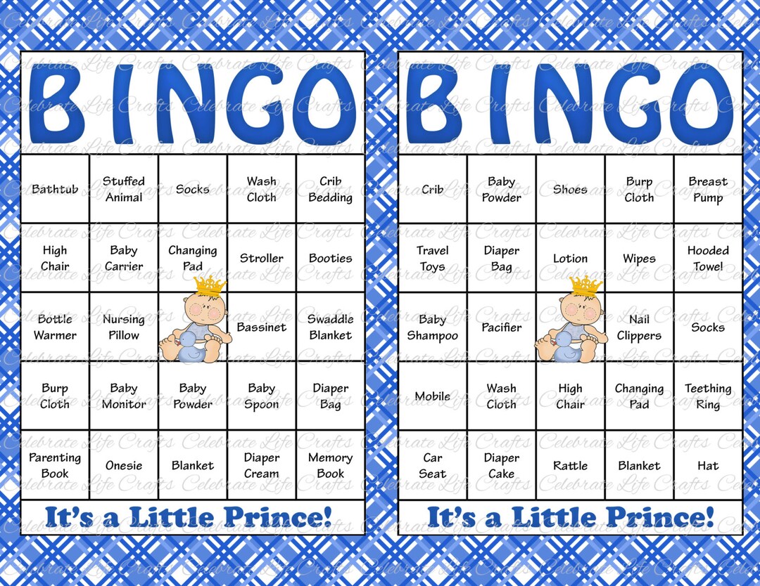 60 tarjetas de bingo para baby shower Fiesta imprimible Baby Boy ...