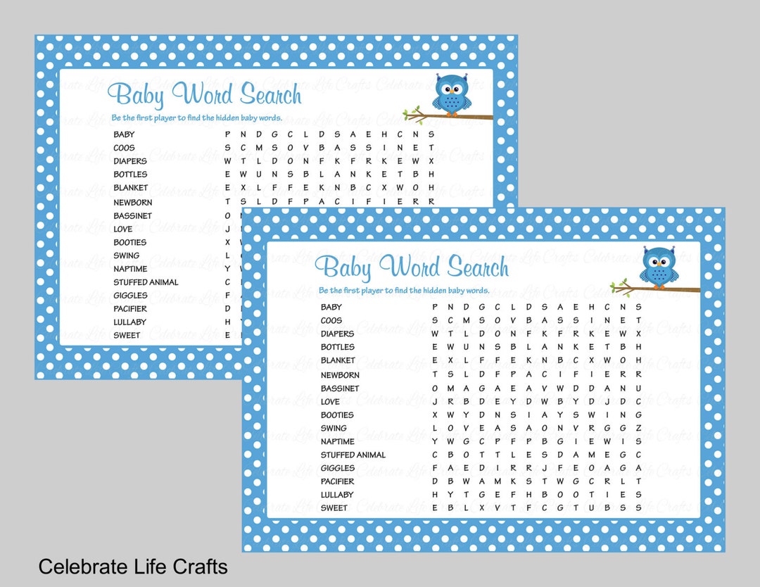 Baby Word Search Baby Shower Game With Answer Key - Printable Baby ...
