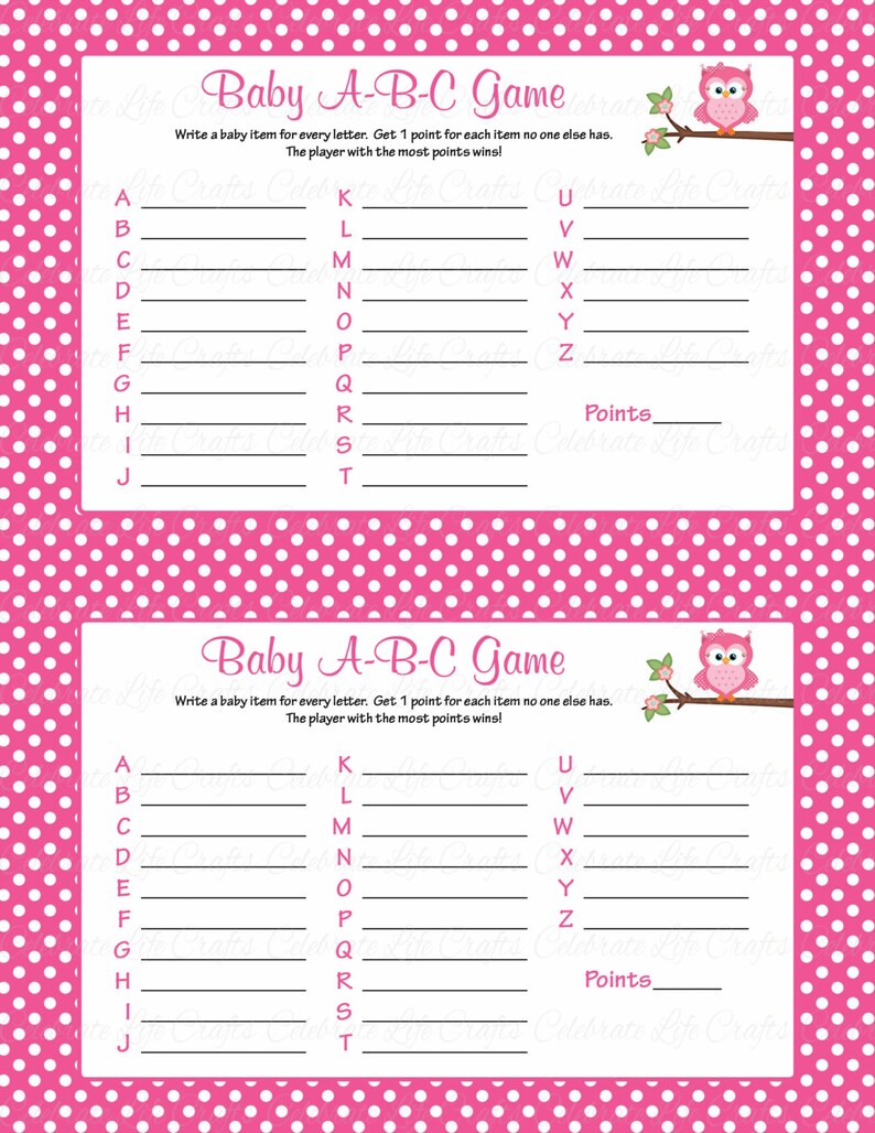 Baby Shower Baby ABC Game Printable Baby Shower Games - Etsy