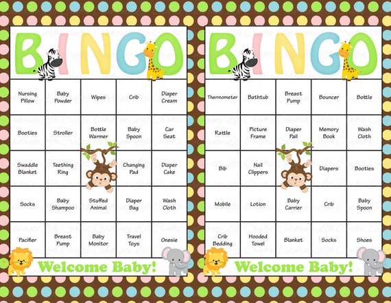 30 Safari Baby Shower Bingo Cards Printable Party Instant Download ...