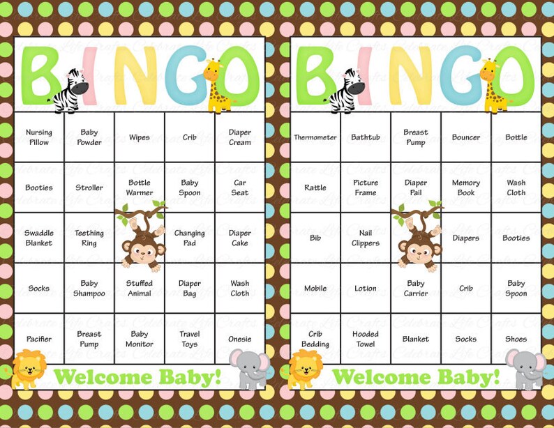 30 Safari Baby Shower Bingo Cards Printable Party Instant | Etsy