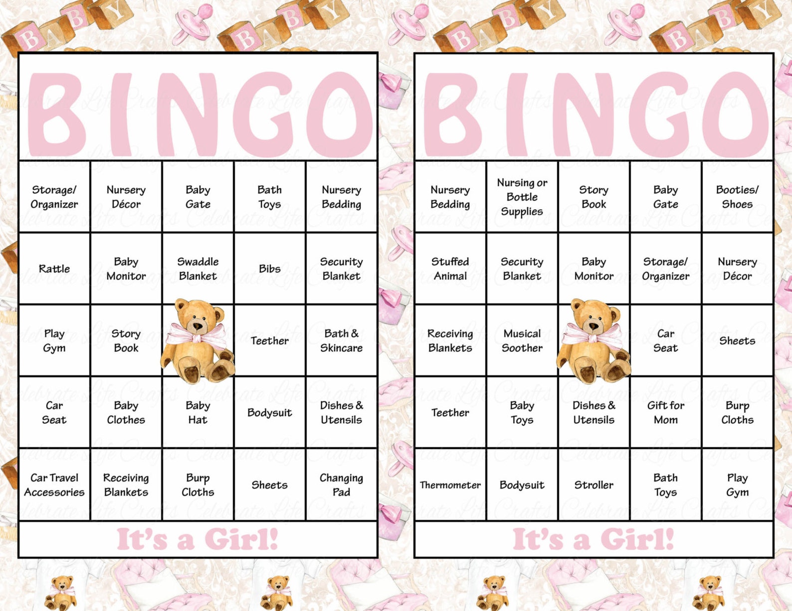 60 Teddy Bear Baby Shower Bingo Cards 60 Prefilled Bingo - Etsy